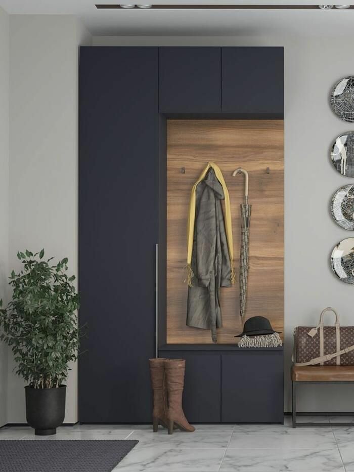 Прихожая комплект Бриана со шкафом, с обувницей, с вешалкой, 128.4х41х239 см, Серый уголь / Дуб Барокко