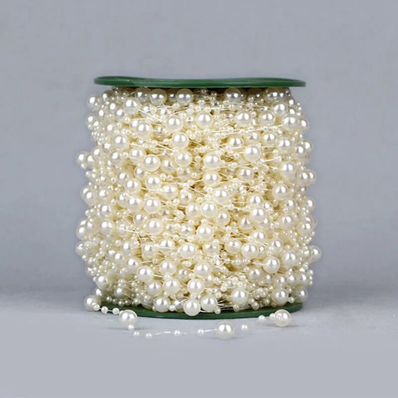 Квадратные бусины из искусственного жемчуга 3 мм и 8 мм, белая и бежевая, хлопковая нить, 10 м beige 10m