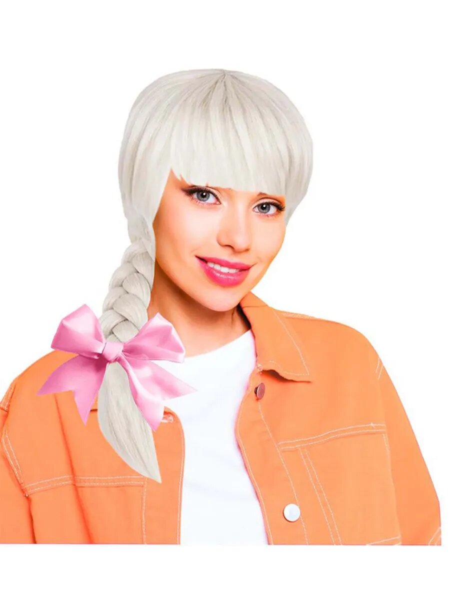 Парик "Романтичный" Косичка с розовым бантиком / 250 г / веселуха