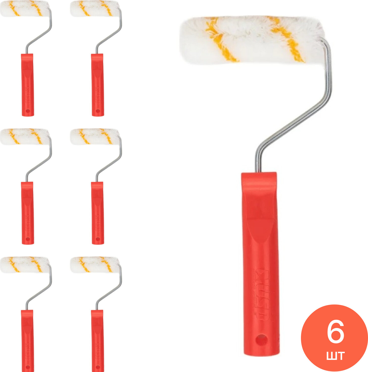 Валик малярный USP / УСП мини из полиакрила, ворс 10мм, диаметр 35мм, длина 100мм / ручной инструмент (комплект из 6 шт)