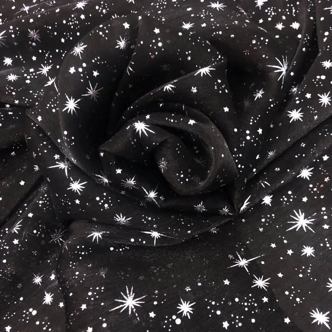 Органза с блестящей нитью для пошива ханьфу Черный, black