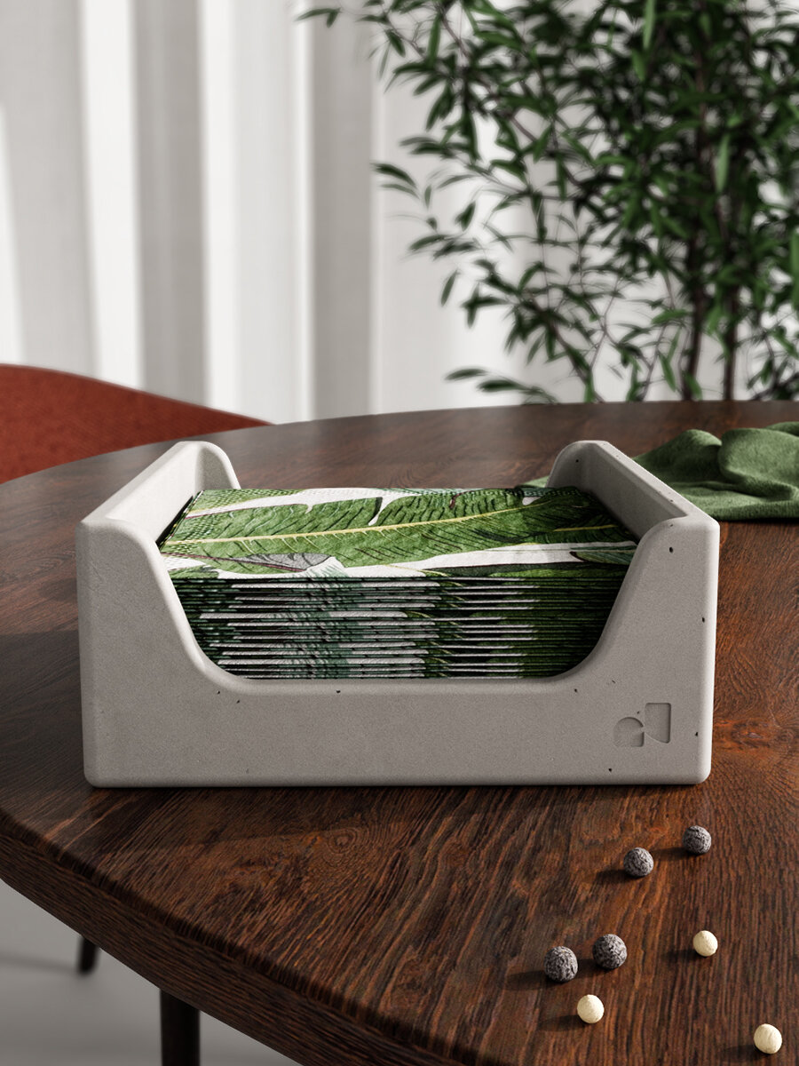 Салфетница на стол для кухни, аксессуар интерьерный для сервировки Lyon серая матовая.