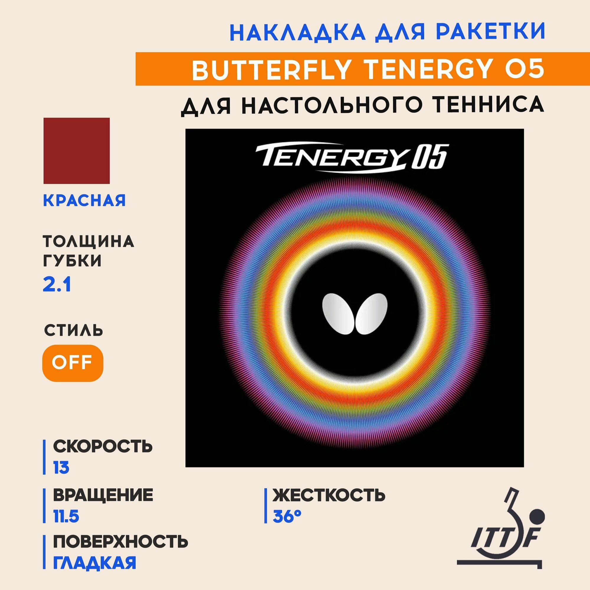 Накладка Butterfly Tenergy 05 (толщина 1,9 мм, красная)