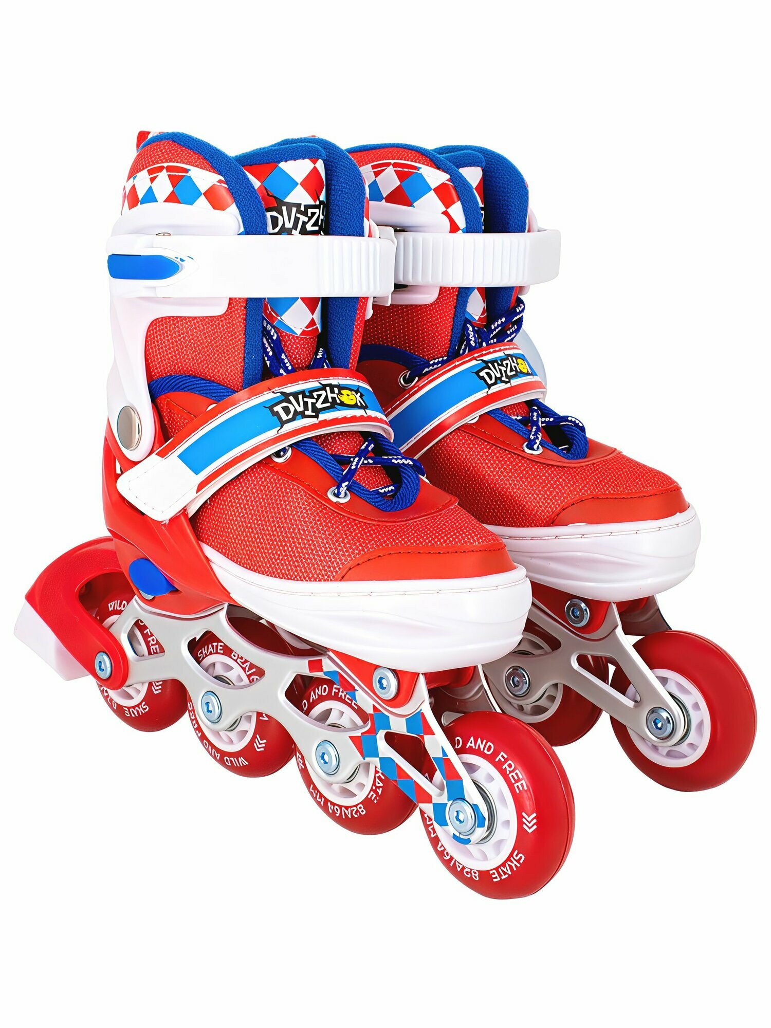 Роликовые коньки Dvizhok с подсветкой, детские раздвижные ролики, спортивный инвентарь для активного отдыха, размер 30-33, пластиковые колеса PVC, цвет красный