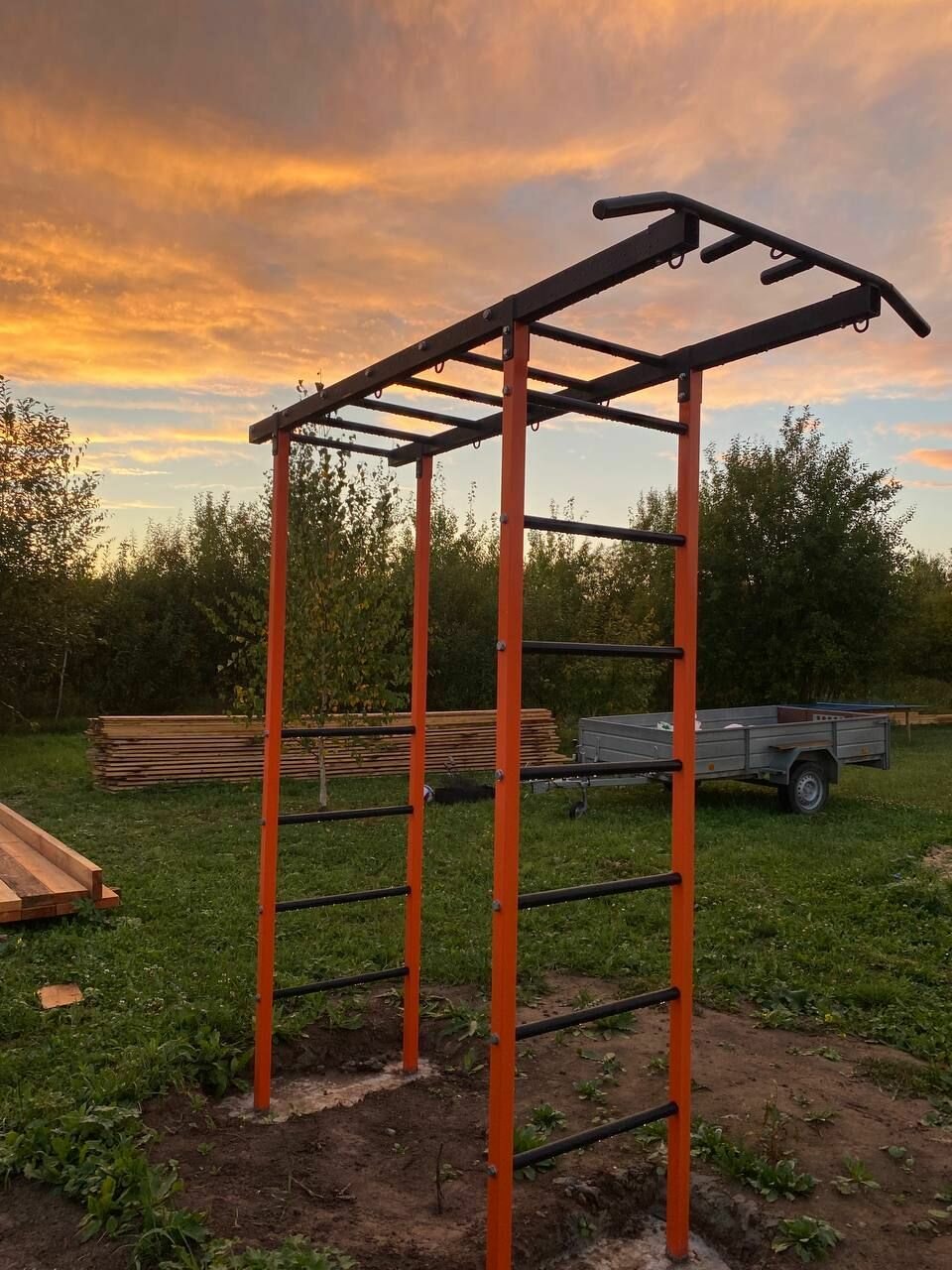 Спортивный комплекс уличный "Семейный" - 3 с турником и рукоходом. Турник уличный для двора, дачи или площадки