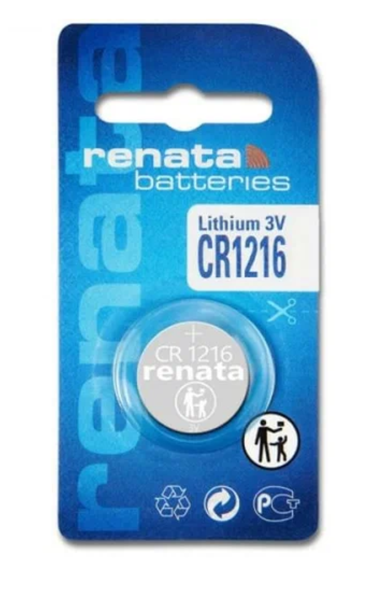 Батарейкa renata типоразмер CR1216, 3 В, литиевая. 1 шт. в блистере