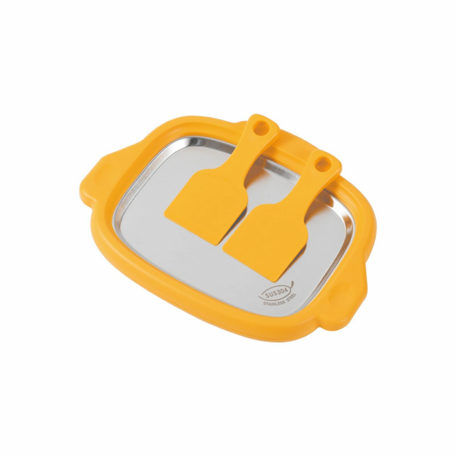 Многофункциональный készатель мороженого и йогурта с выемкой для жарки из нержавеющей стали, лоток для льда из стали 304-го сорта, машина для йогурта, двухцелевой прибор для жарки 1шт желтый