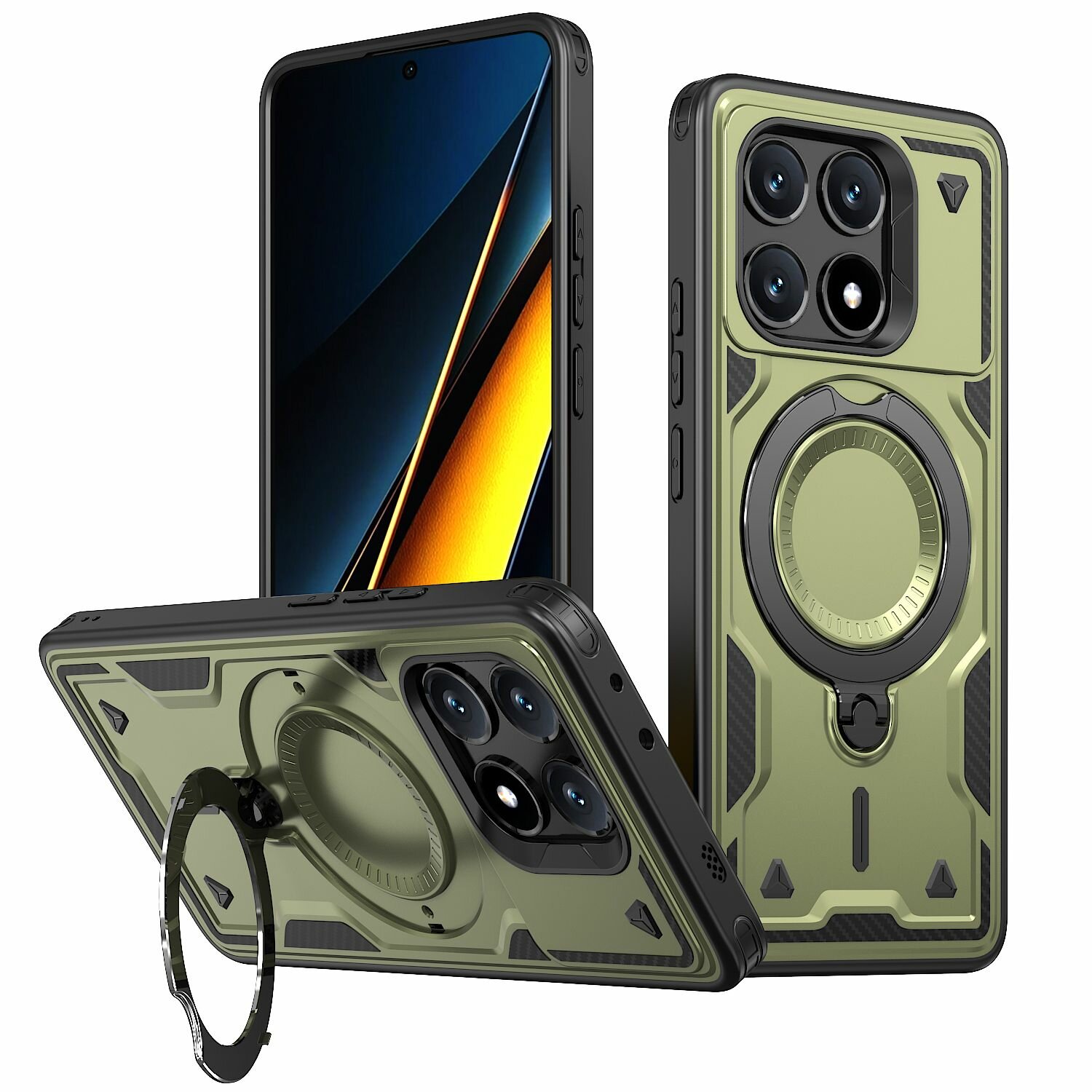 Чехол Magneto Case с кольцом для Poco X6 Pro зеленый