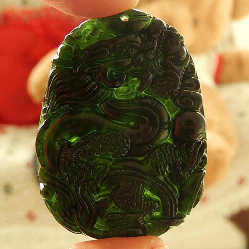 Новый Китайский Натуральный Черно-Зеленый Нефритовый Кулон С Резным Драконом Из Нефрита Хороший Подарок-Амулет На Удачу