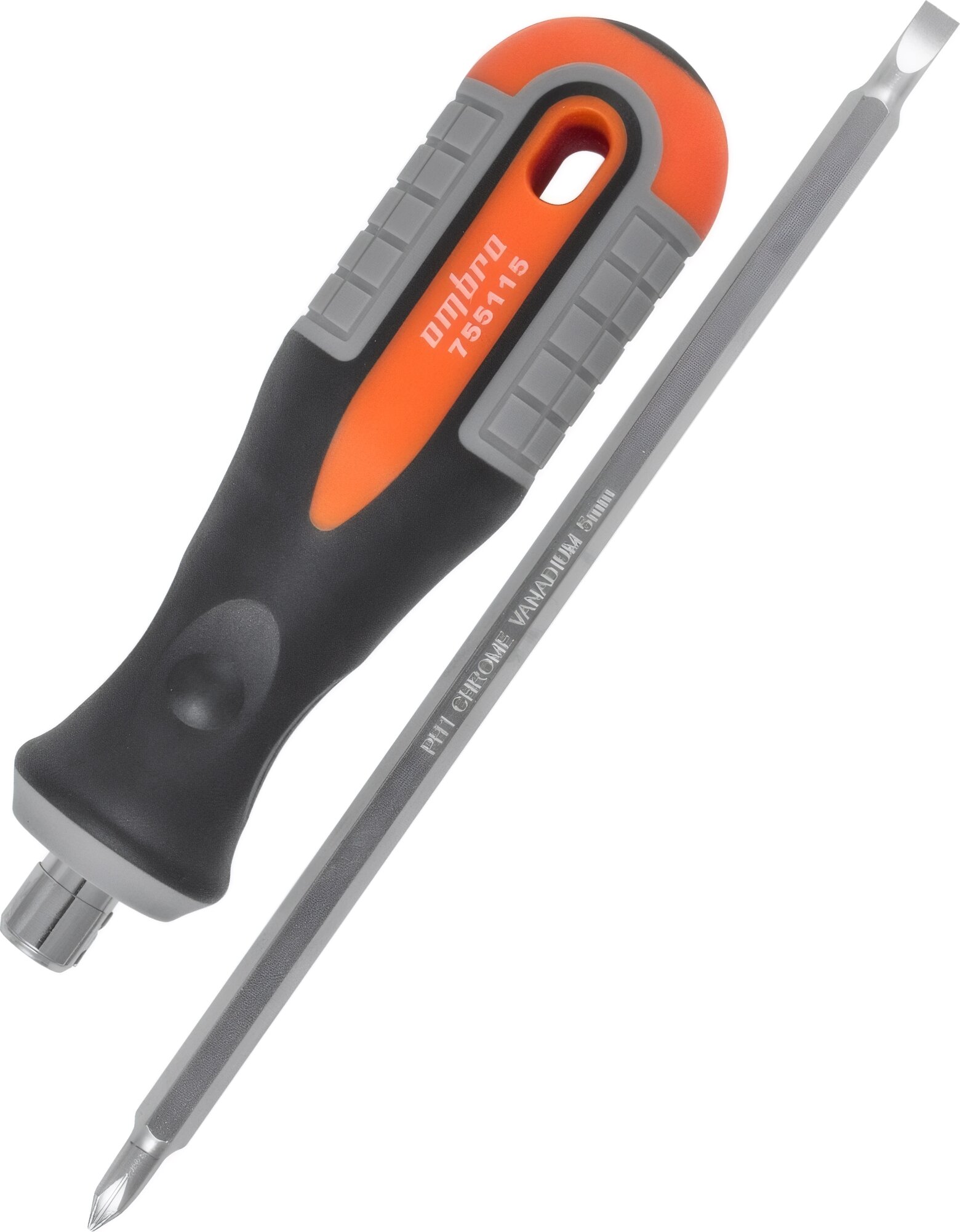 Отвертка стрежневая двусторонняя ROUND GRIP, РН1, SL5x150 мм Ombra 755115