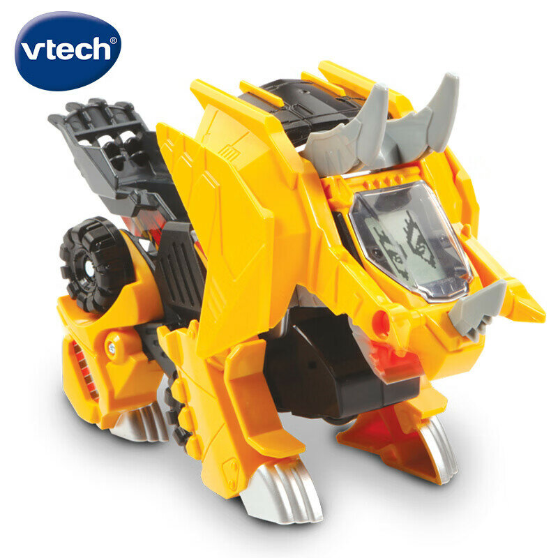 VTech Children's Transforming Toy, Dinosaur Guardian Triceratops, Excavator Car, for Ages 3-8, Boys' Holiday Gift