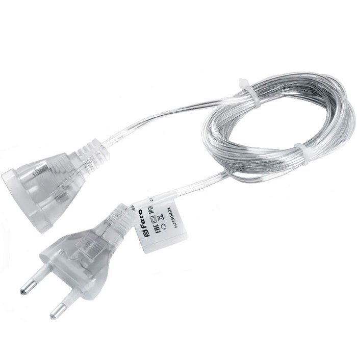 Удлинитель 3м плоская розетка CEE7/16 - прозрачный Feron DM303 41658 для плоской вилки S52 220в 1.3кВт