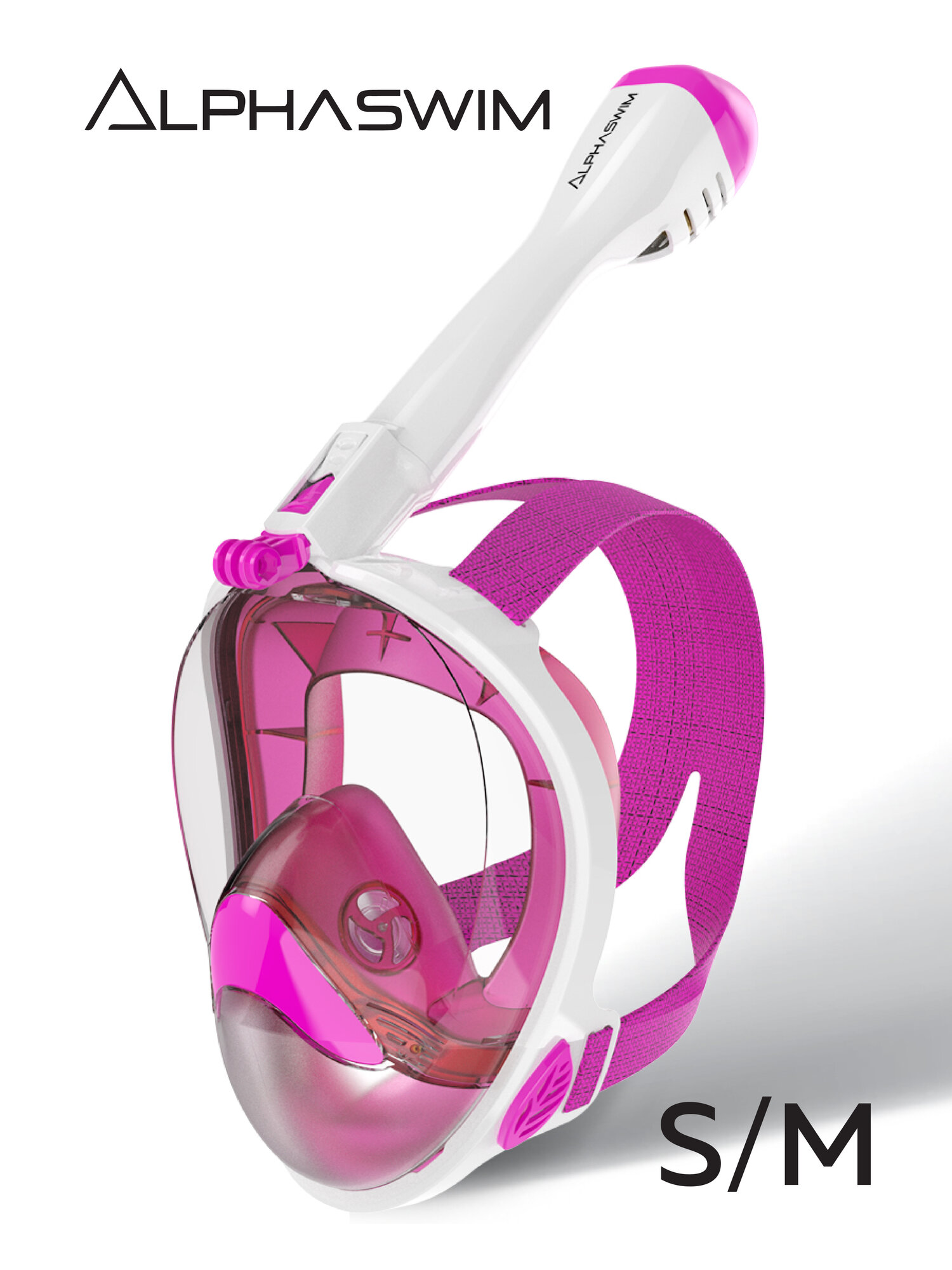 Маска для плавания полнолицевая ALPHA SWIM для снорклинга на поверхности, для подводного плавания, размер S/M