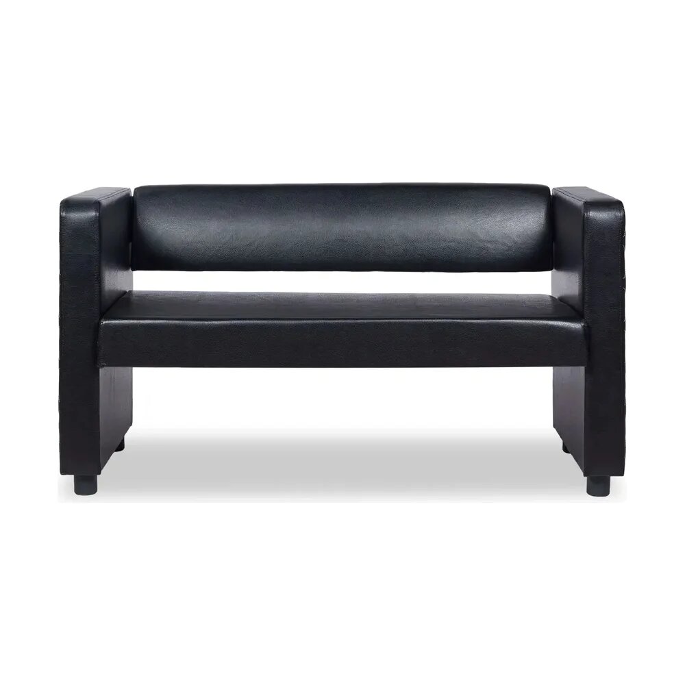 Прямой диван Divan24 Берри искуственная кожа, черный, для дома, офиса, 220 кг, офиса или дома