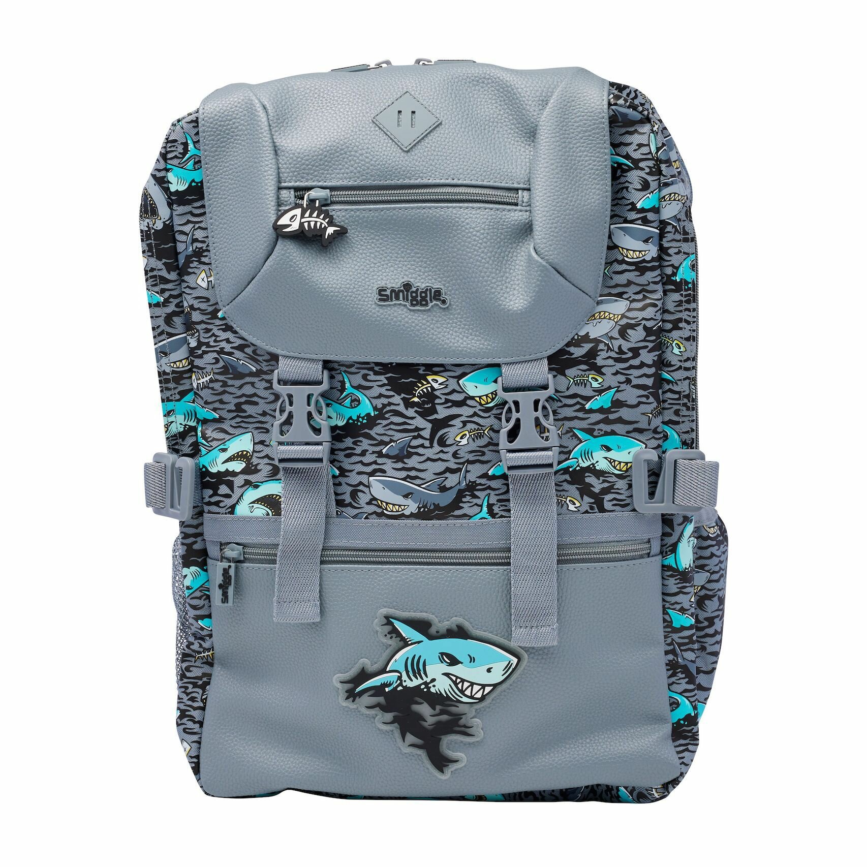 Рюкзак школьный Smiggle "Серо-голубая акула", для 4-6 класса, большой, унисекс