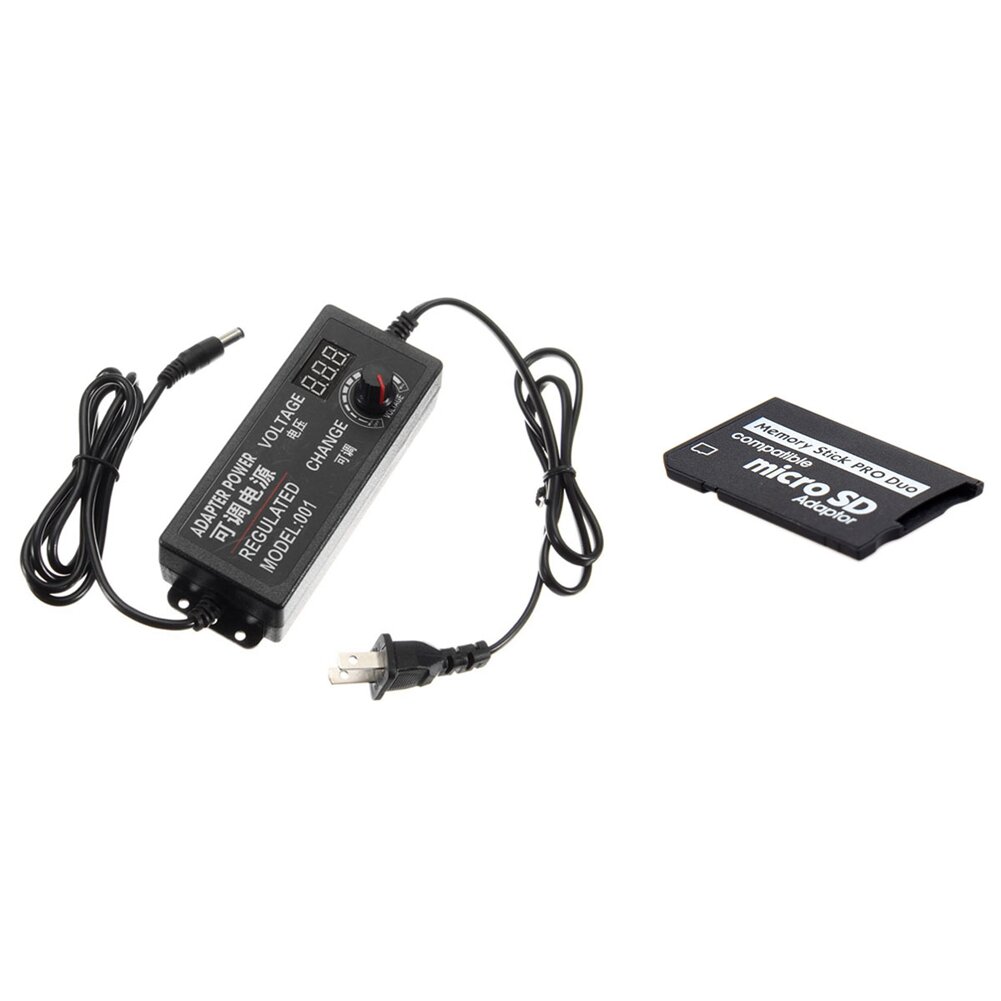 Micro-SDHC to Memory Stick Pro Duo с регулируемым адаптером переменного/постоянного тока 9-24 В 3 А 72 Вт с регулятором скорости, вилка США