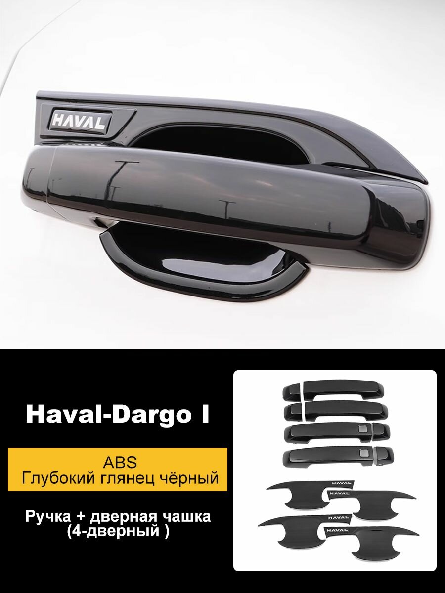 Накладки на ручки дверей Haval Dargo 2020-2024 — антицарапины, комплект 8 элементов для защиты ручек