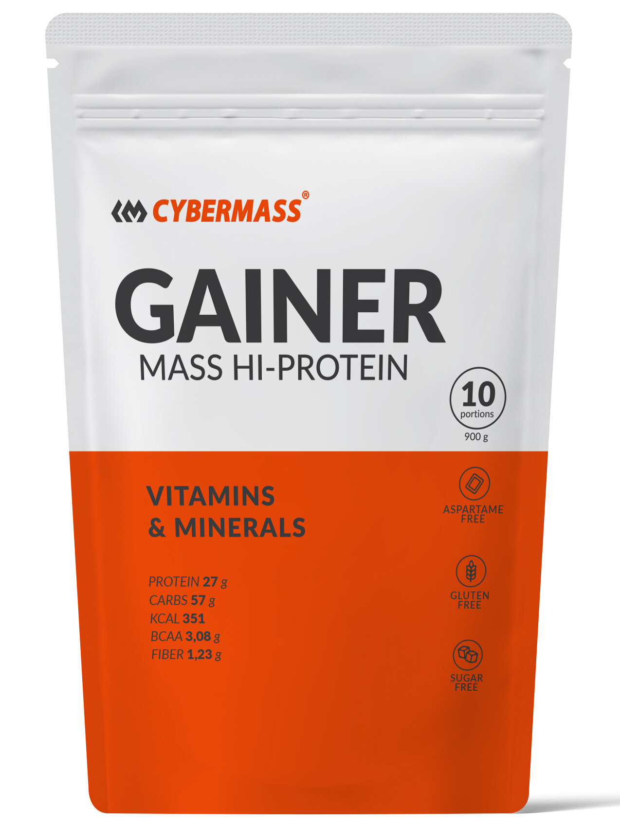Гейнер для набора массы Cybermass Gainer Mass Hi-Protein - 900 г, двойной шоколад
