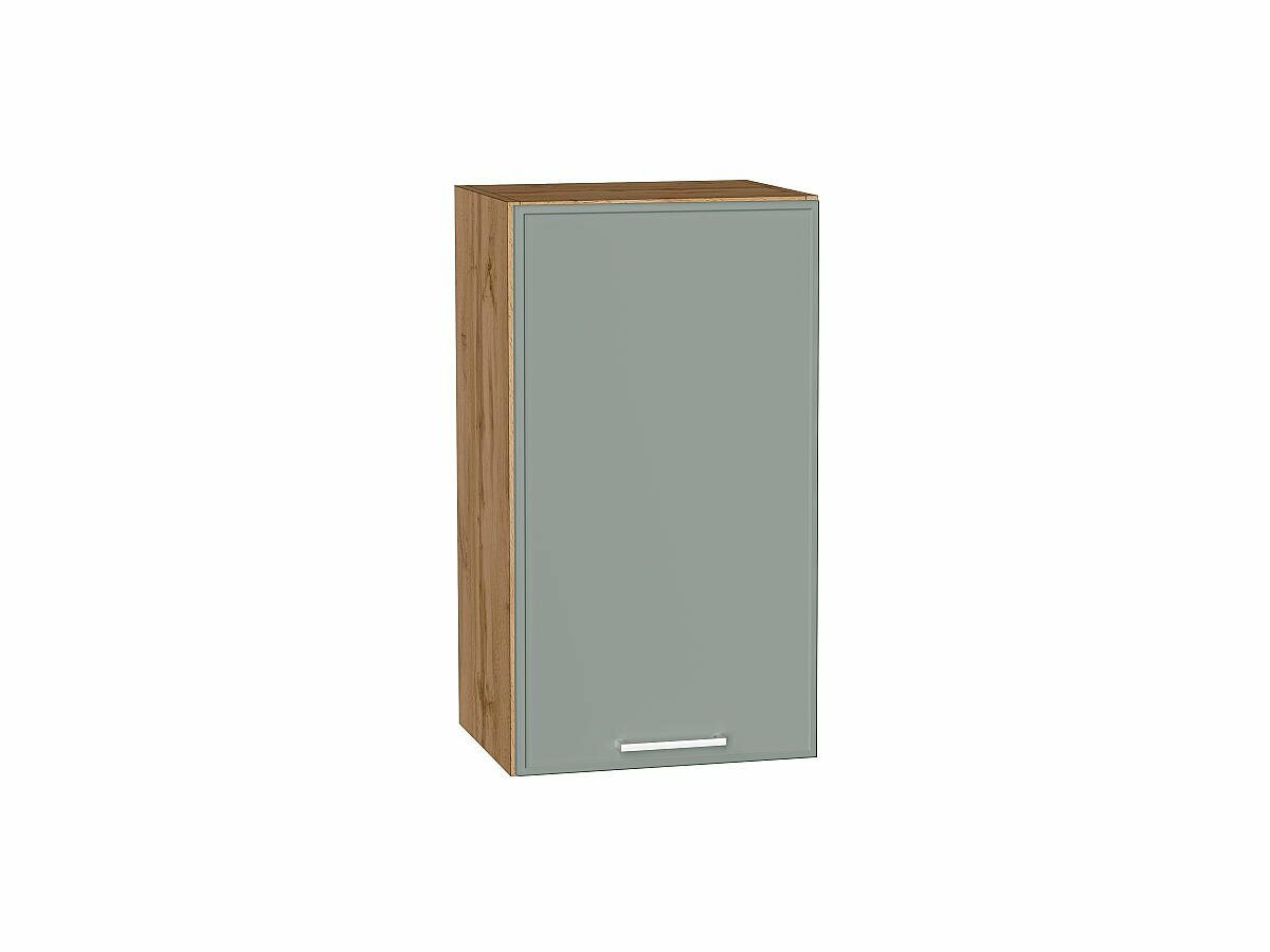 Шкаф верхний с 1-ой дверцей Квадро, цвет фасада Аквамарин, цвет каркаса Дуб Вотан, 716*400*321 мм