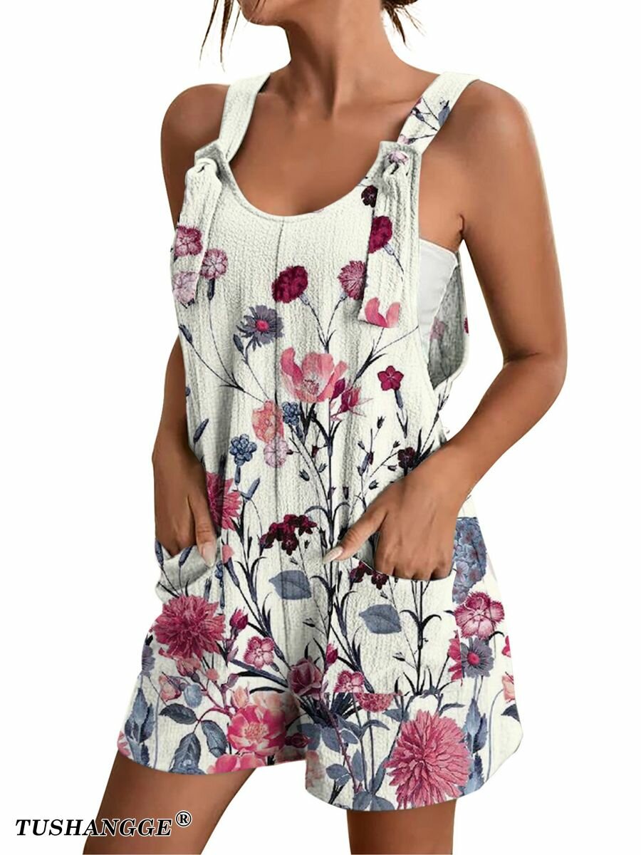 Женский Летний Комбинезон Шорты Рабочий Полукомбинезон