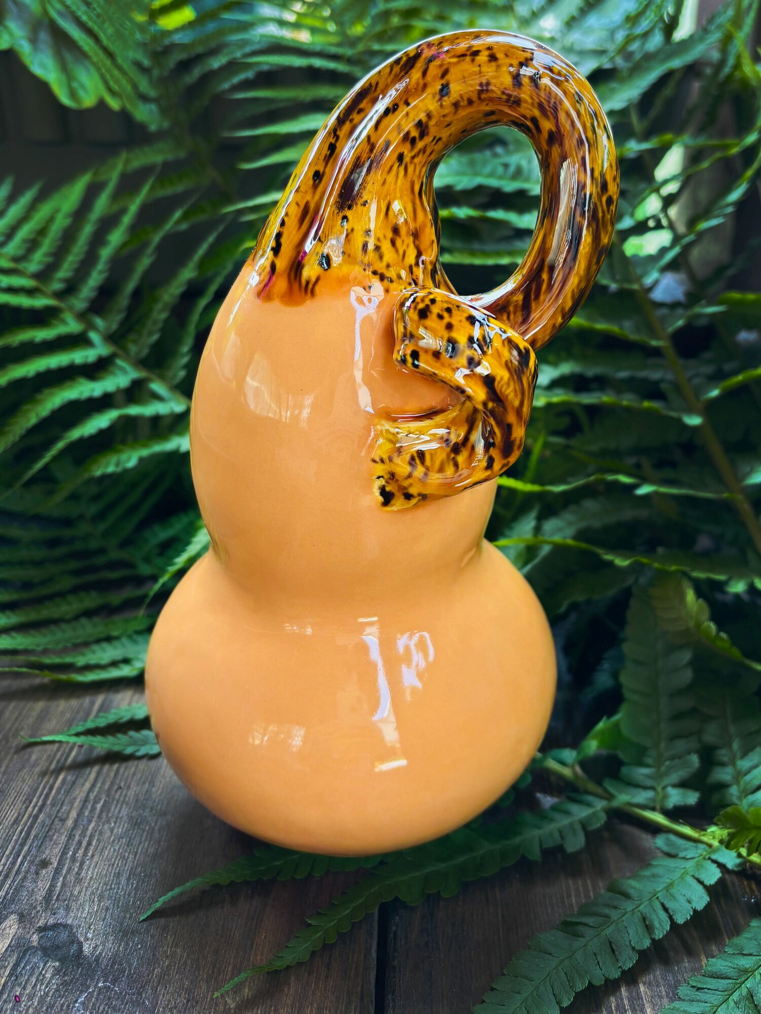 Тыква керамическая декоративная бежевая, ручная роспись, фарфор