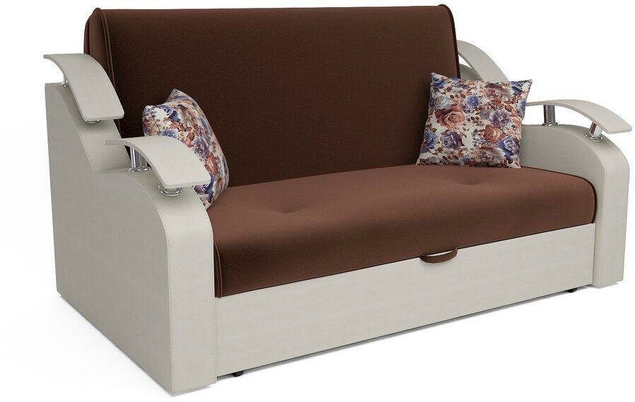 Диван Mebel-ars Шарк №3 Рогожка+Экокожа Коричневый/Белый Размеры: Высота 950мм Глубина 950мм Ширина 1700мм