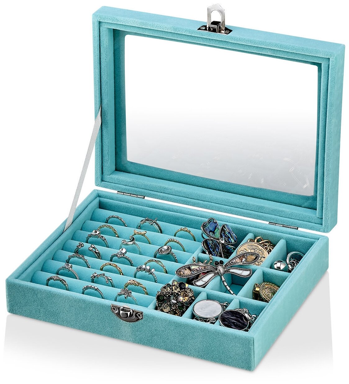 Шкатулка для ювелирных украшений и запонок / Органайзер для хранения / Коробка для колец / Держатель Z1115-Mint