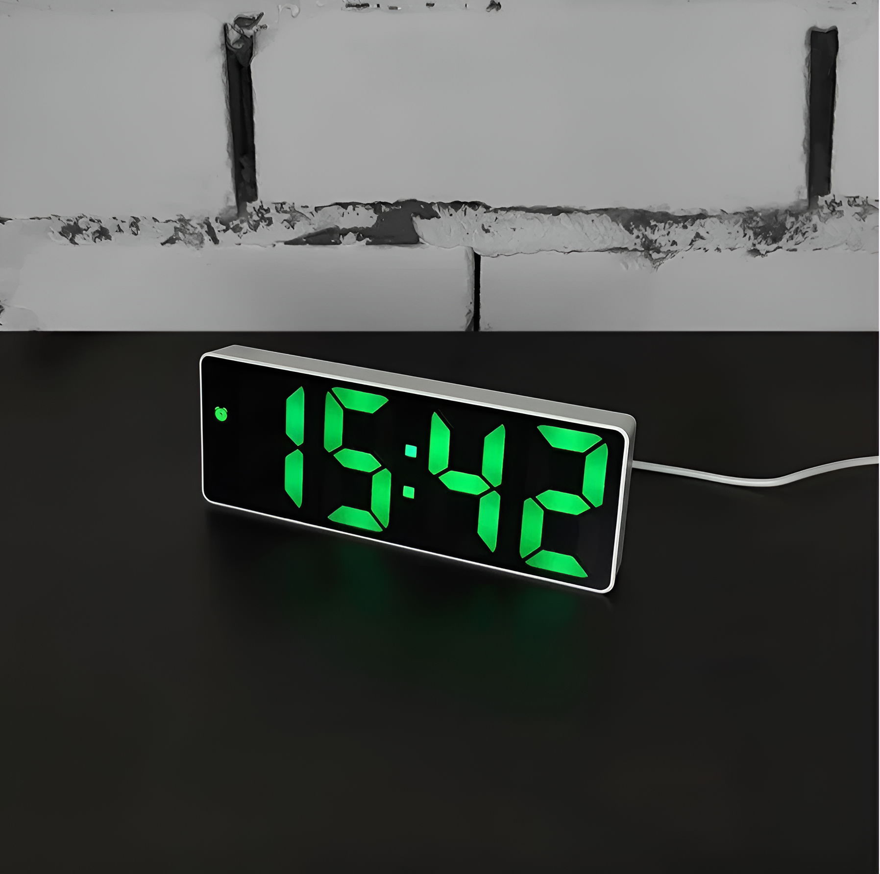 Часы электронные цифровые настольные с будильником, термометром и календарем (0712) зеленая подсветка