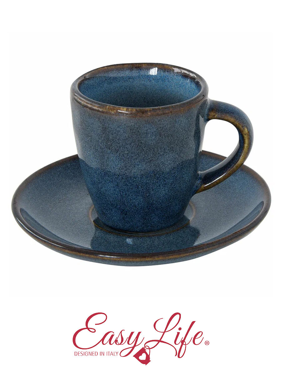 Кофейная пара Easy Life Genesis blue, 80 мл, 2 предмета, керамика, синяя