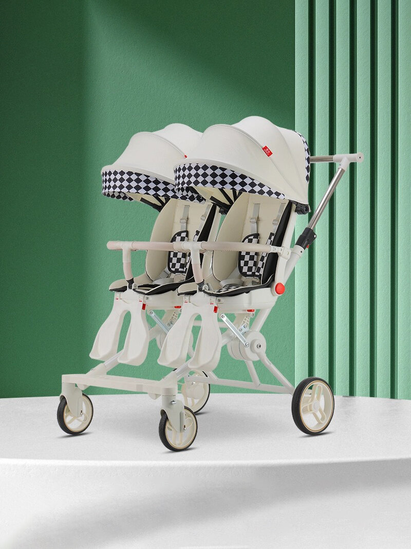 Прогулочная коляска для двойни, поворотное сиденье, солнцезащитная москитная сеть