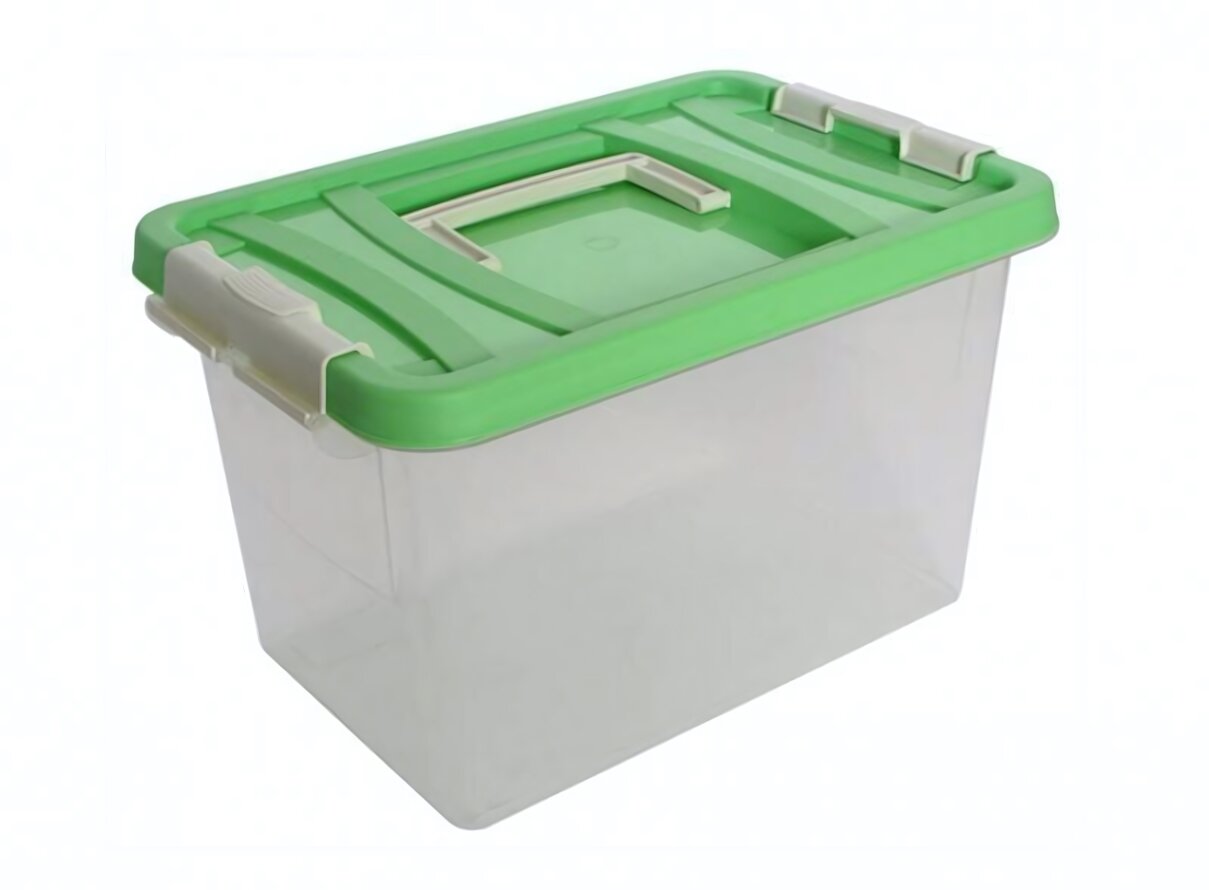 Контейнер пищевой 10л с ручкой, герметичная крышка, пластик, зеленая