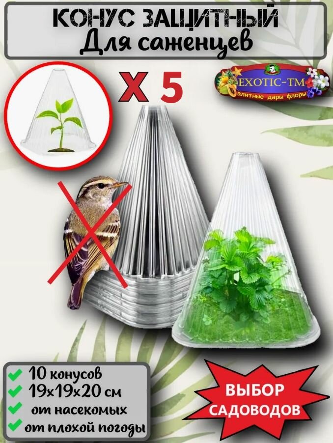 Сельскохозяйственный защитный чехол для укрытия кустов и сорняков, ABS пластик, 19*19*20 см, 5 шт, зеленый прозрачный цвет