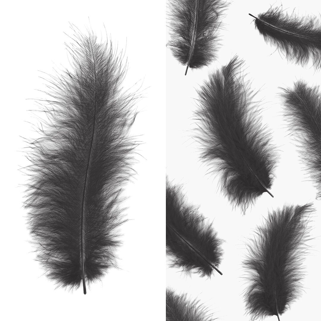 Декоративные перья Волна веселья Премиум, Графит 12-15 см 30 шт