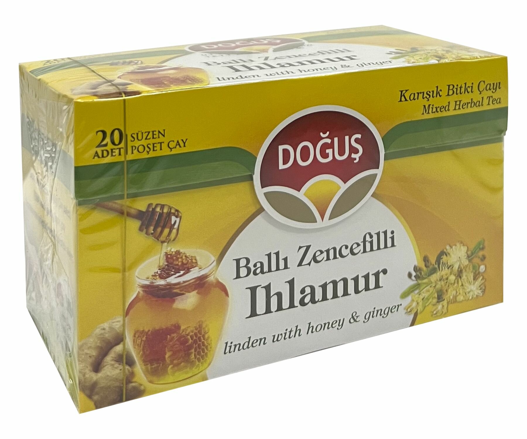 Турецкий чай из цветов липы с медом и имбирем в пакетиках, "Dogus", Balli Zencefilli Ihlamur, 30гр (20пак по 1,5гр)