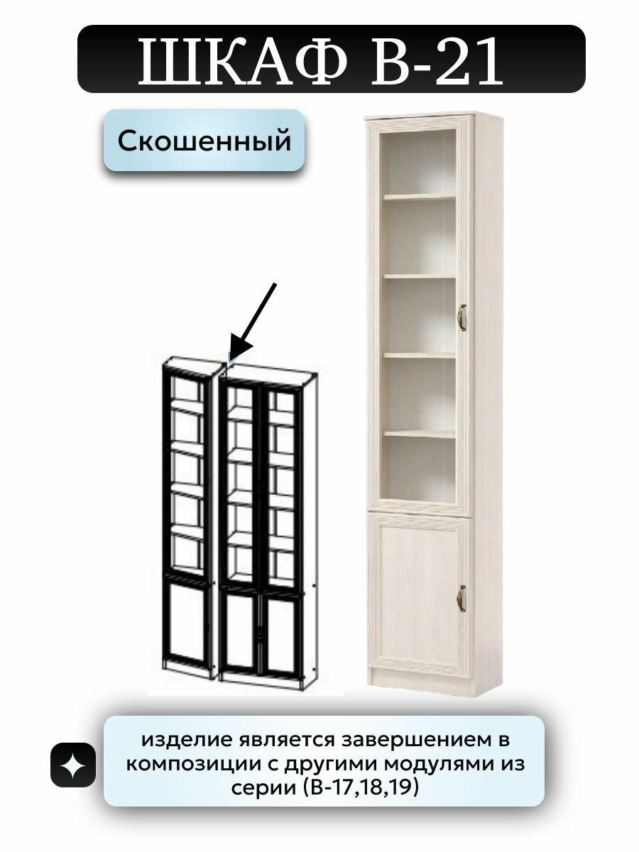 Шкаф скошенный В-21 39х30х240 см