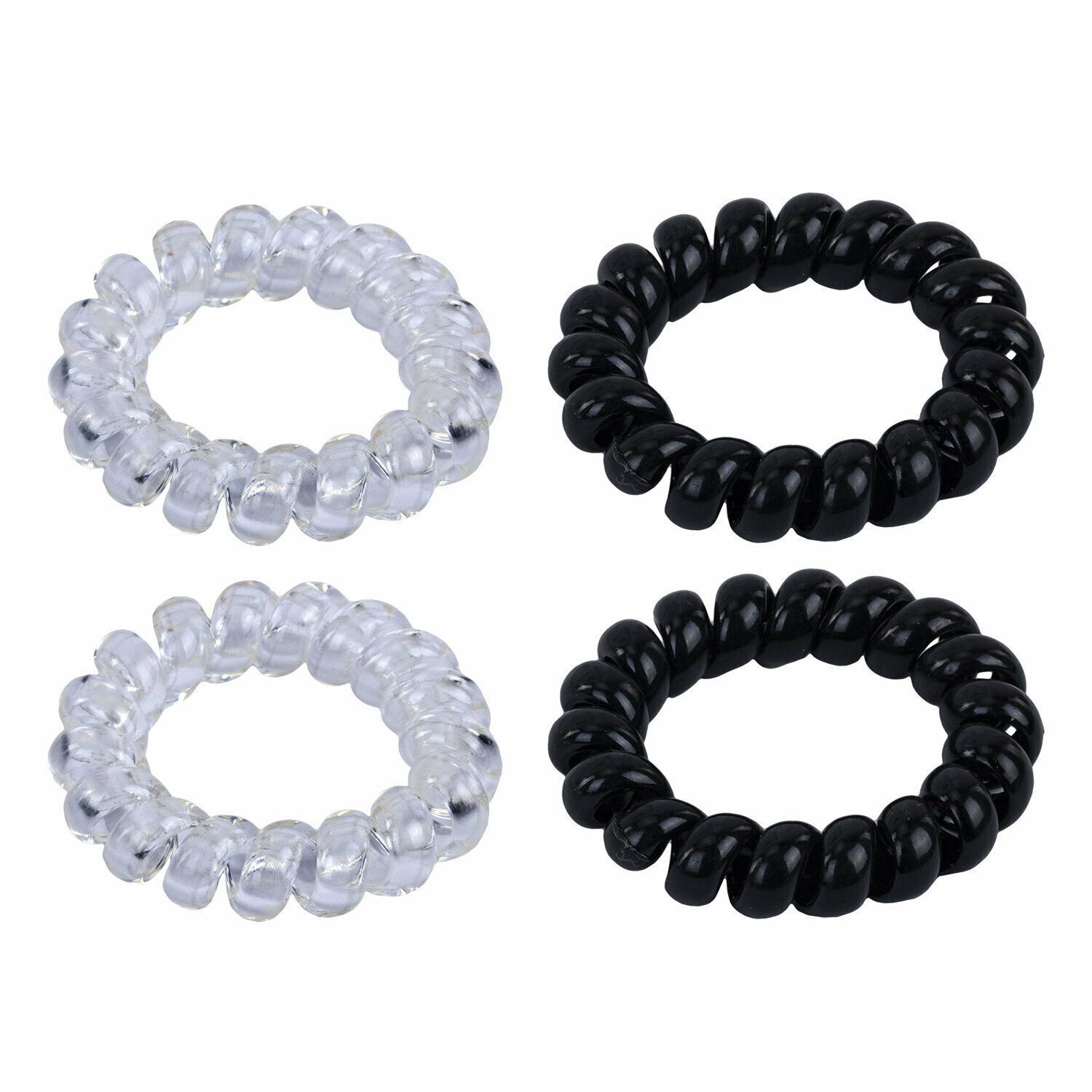 Резинки для волос набор 4 шт, диаметр 5 см, пружинка, чёрный, прозрачный, MONTE VITA, 457056