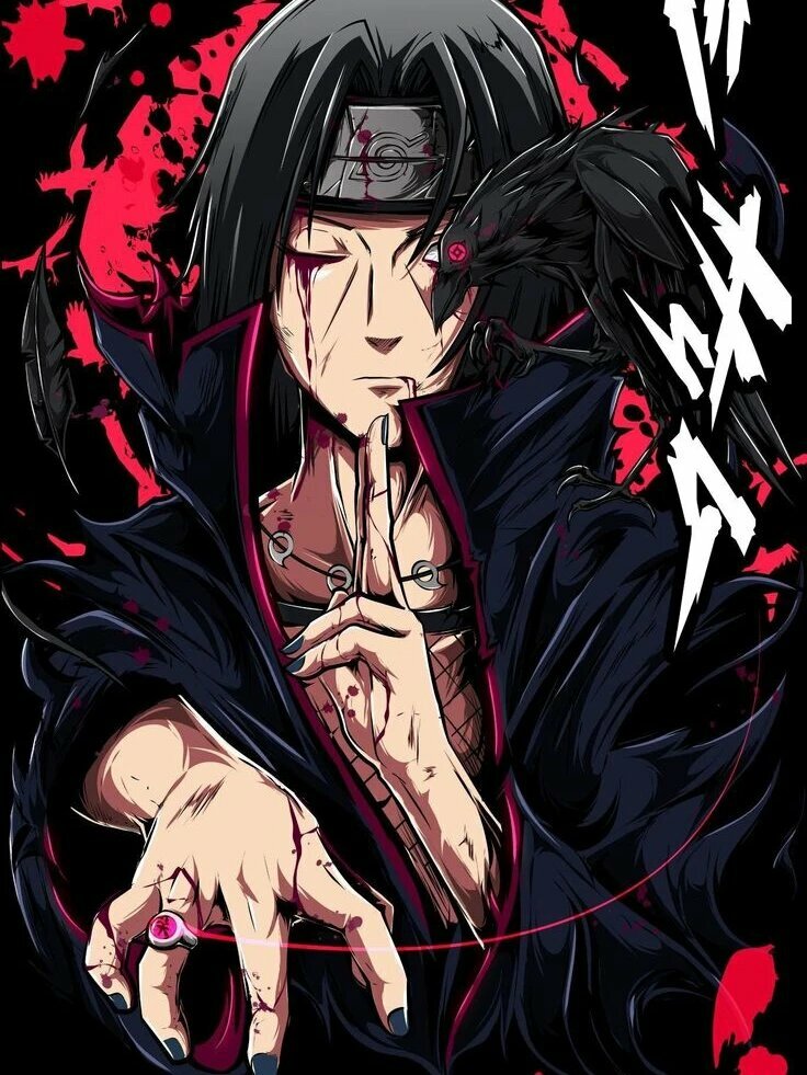 Алмазная мозаика на подрамнике "Учиха Итачи" круглые бриллианты 40х50см