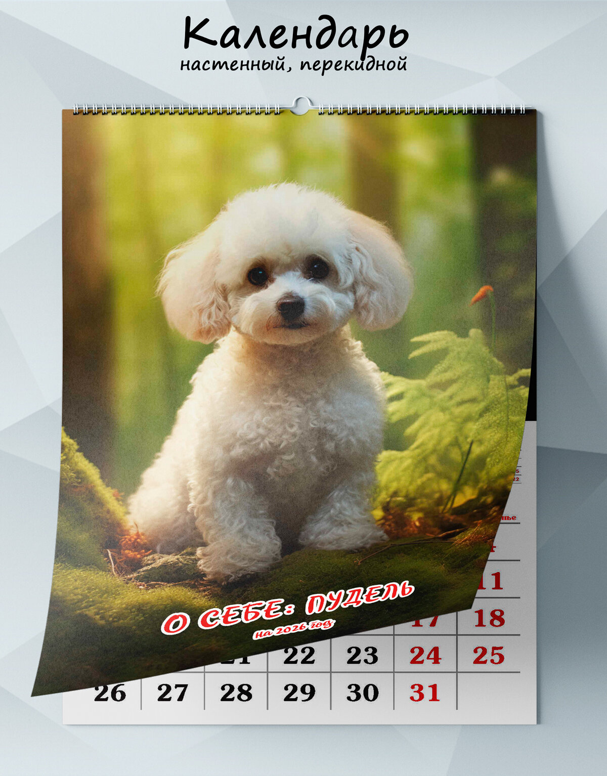 Календарь настенный, перекидной О себе: Пудель на 2026 год
