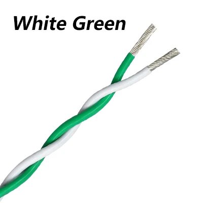 Бело-зелёный витой пар из птфэ 26/24/22/20/18/17/15 AWG AFS200 FEP 2 контакта 26AWG (0.12mm2), 2 meters