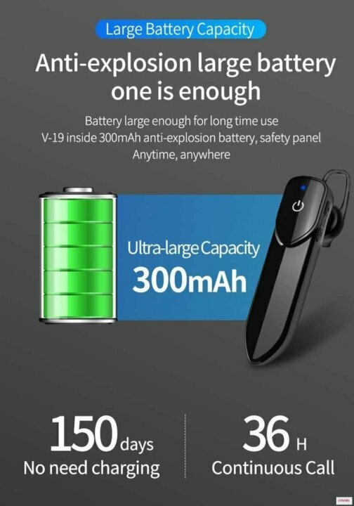 Гарнитура EONLINE "Keb", крепление на ухе, Bluetooth 5.0, время работы 12 ч — фото 1