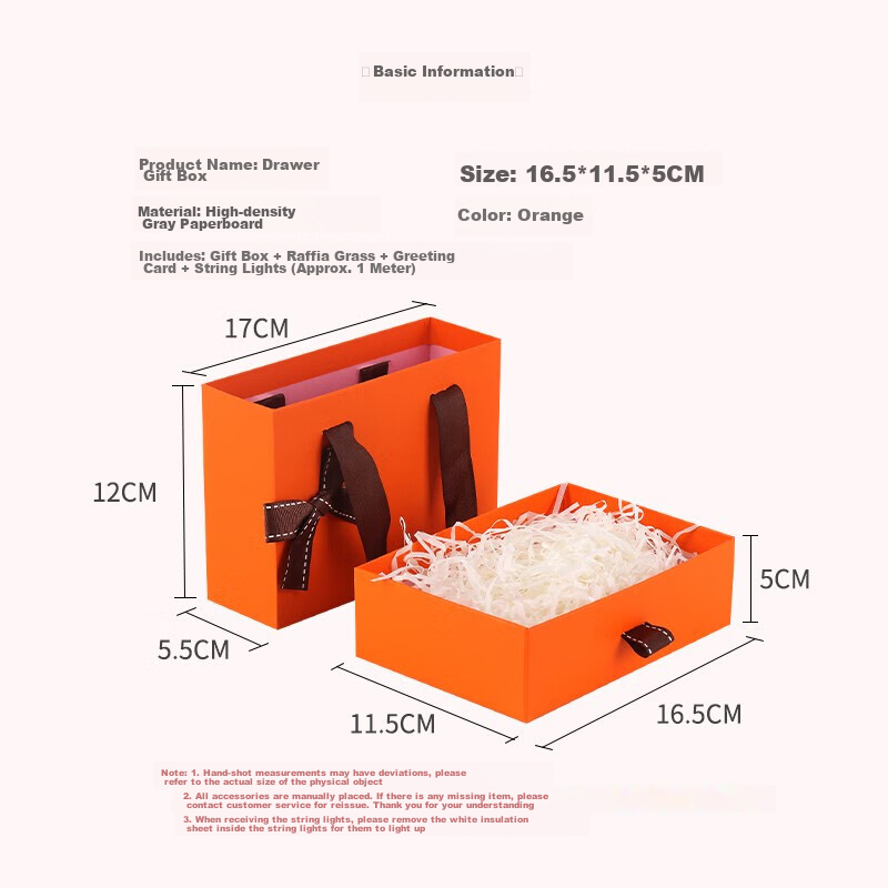 TaTanice Gift Box, Empty Box, Birthday Gift Box, Gift Packaging Box, Gift Box, Storage Box, Drawer-Style Gift Box, Orange