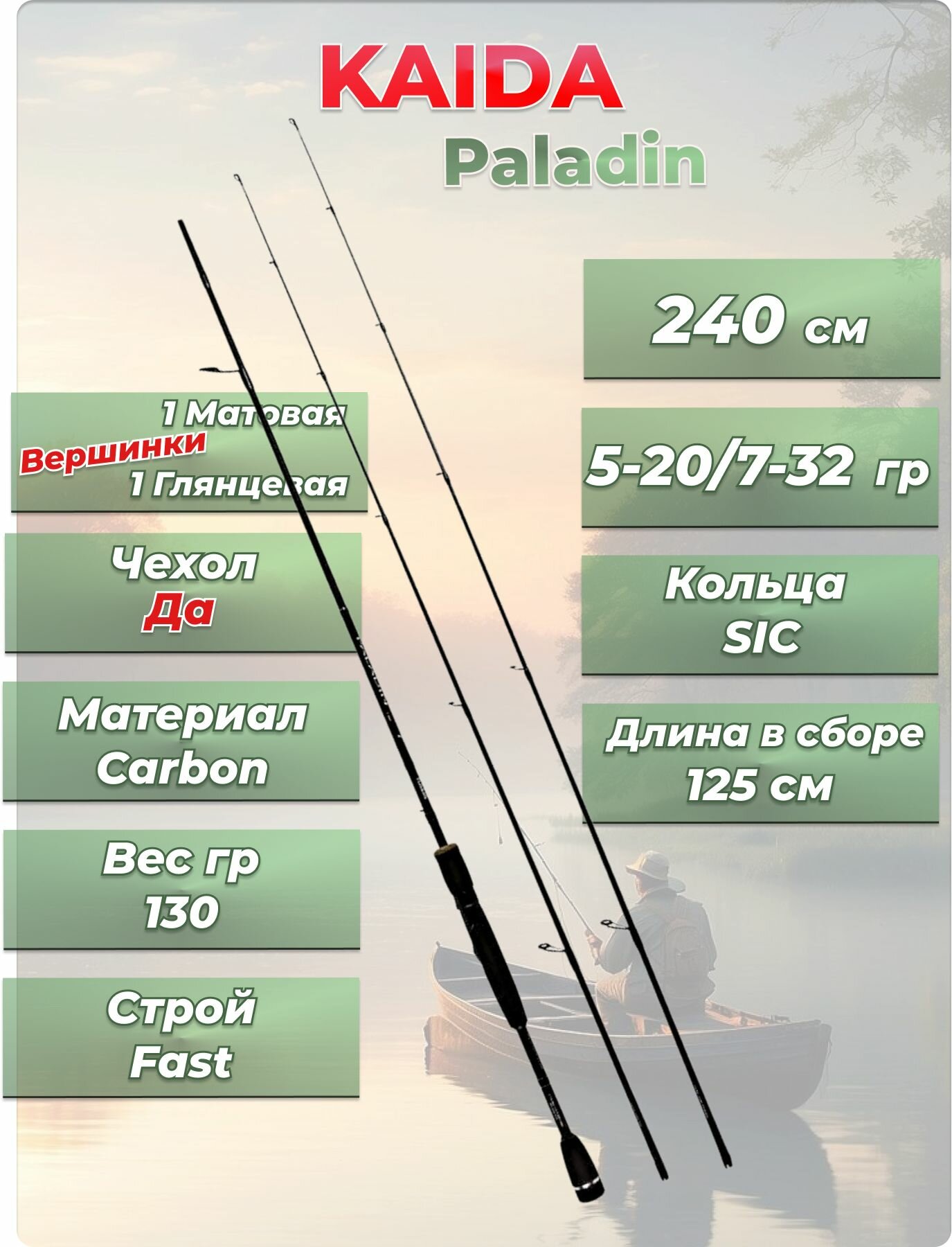 Cпиннинг штекерный Paladin Kaida 2,4 м тест 5-20/7-32 гр