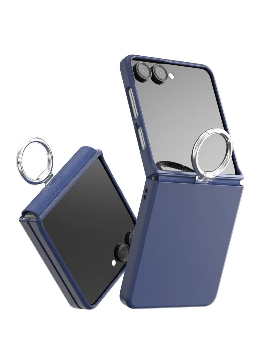 Чехол защитный Araree Aero Flex R для Samsung Galaxy Z Flip7, PC+TPU, с кольцом брелком, синий