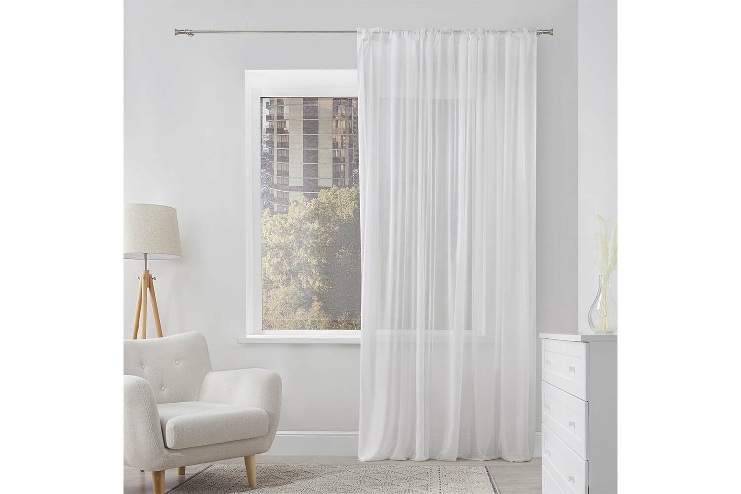 Тюль ESTUDI BLANCO VAYANA S krep27 V-4, шампань, 300х300 см, муслин, универсальная лента