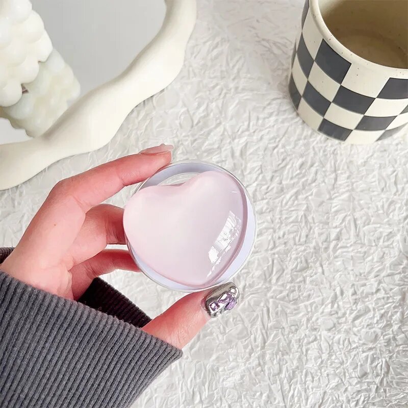 Милый 3D Love Heart Griptok Light Pink