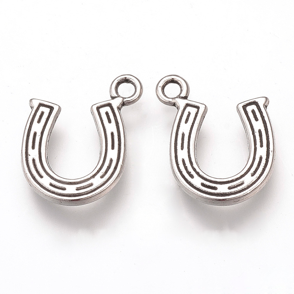 Подвеска, 18х14мм, подкова на удачу, базовый материал - цинковый сплав, стиль тибетское серебро. 20 шт.