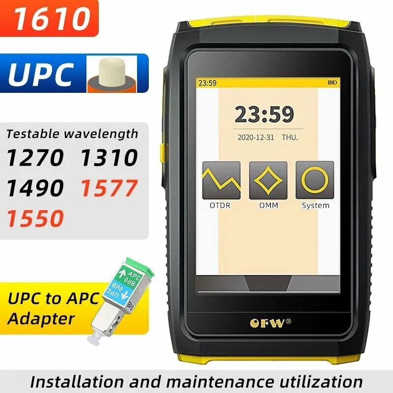 Полевой тест активного оптического волокна Mini OTDR, рефлектометр с сенсорным экраном, визуальный детектор неисправностей VFL LS OPM USB, без оптического глаза