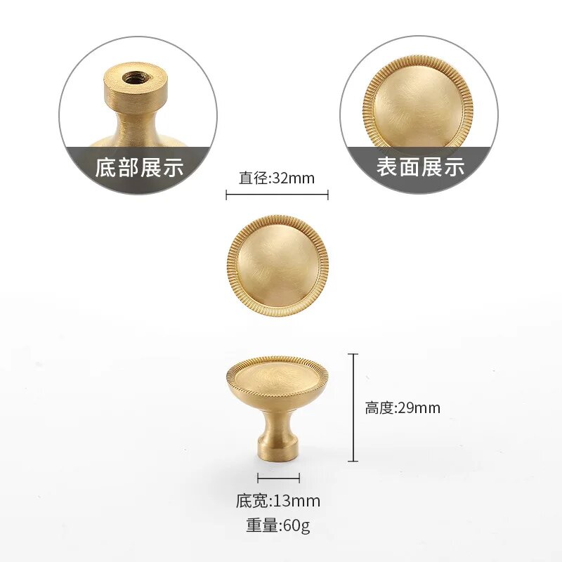 Латунные ручки для шкафов в форме ракушки Gold-A