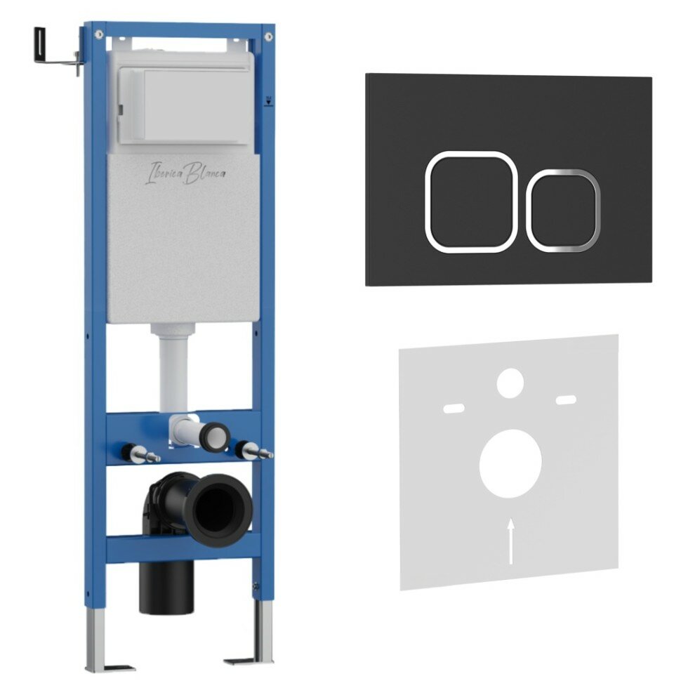 Комплект 2в1 IBERICA BLANCA инсталляция SILENCIO MINI, кнопка смыва ESTI-Q черный матовый (IB.001M.832)