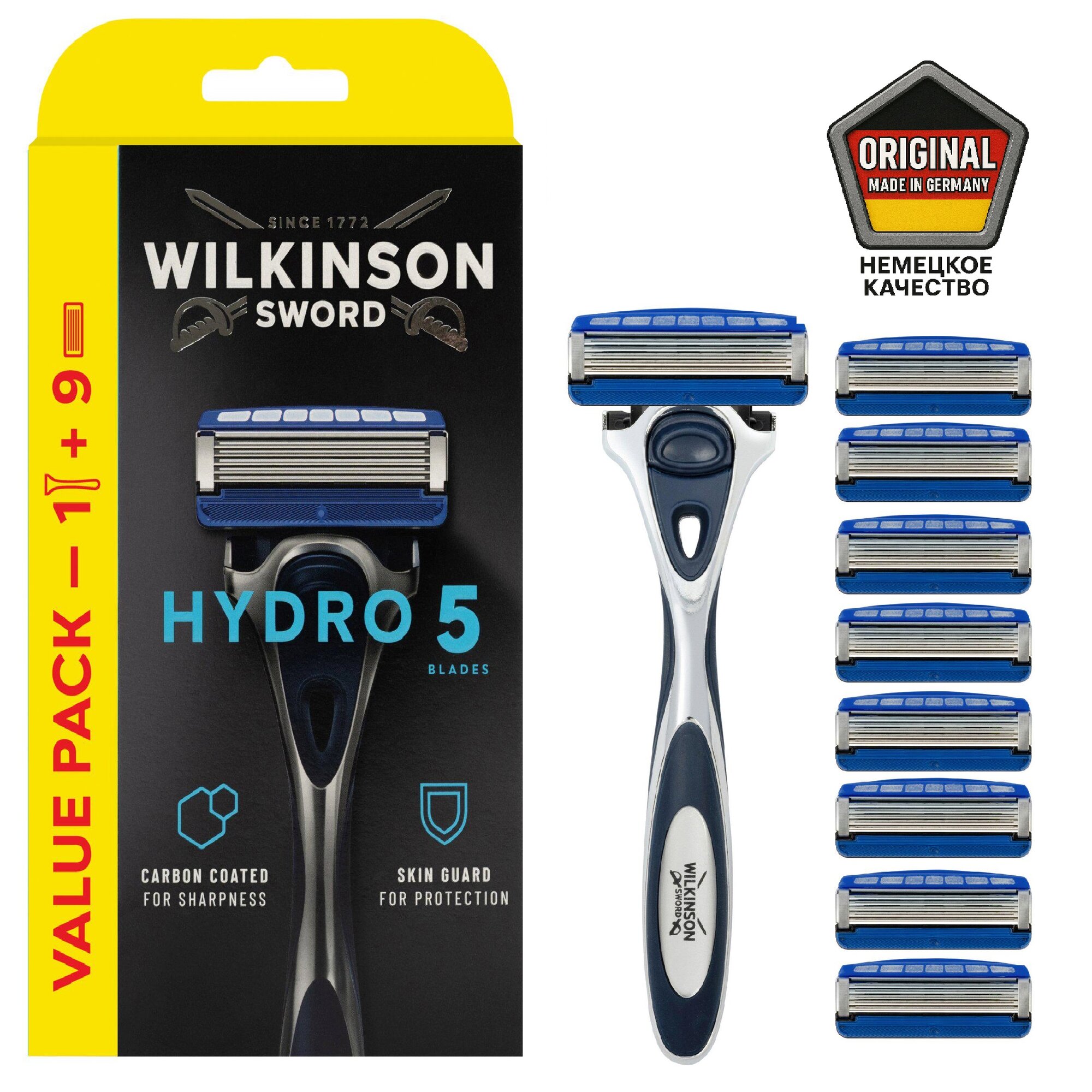 Wilkinson Sword Hydro 5 Carbon Станок + 9 сменных кассет